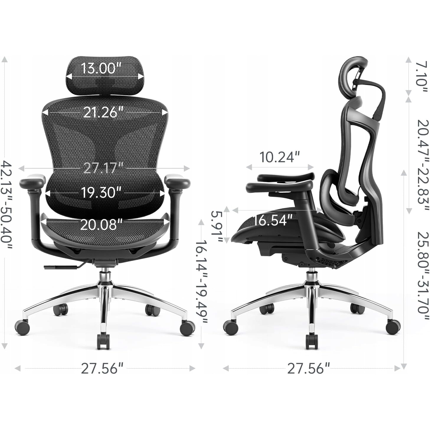 Scaun de birou ergonomic SIHOO Doro C300, suport lombar dinamic, negru ...