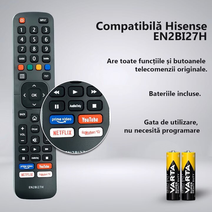 Telecomanda TV GSC ® 673 Compatibila Hisense, EN2BI27H, smart cu ...