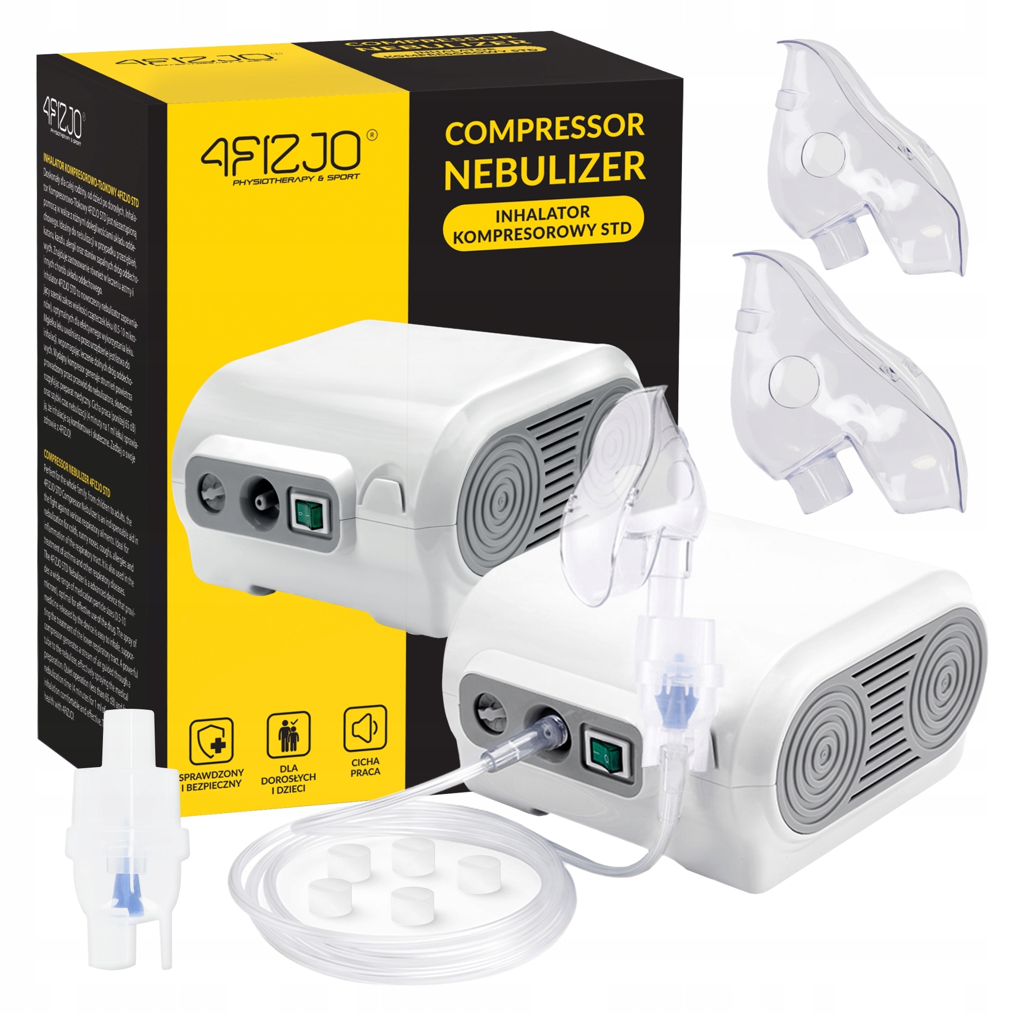 Inhalator nebulizator STD, 4FIZJO, cu compresor pentru adulti si copii ...