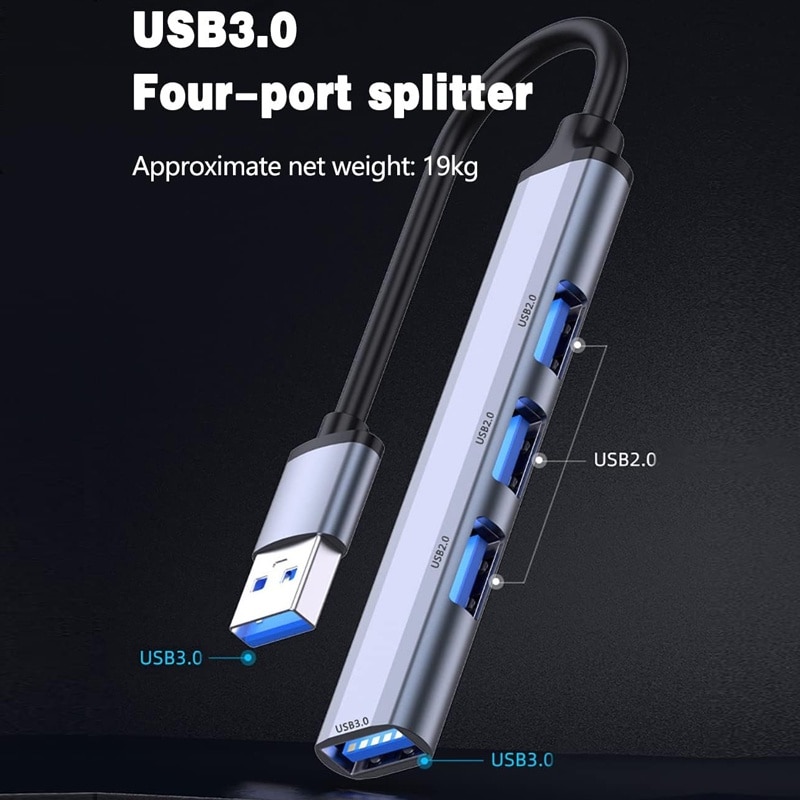 Usb hub 4 in 1 adaptor multiport cu 1 port usb 3.0 3 porturi usb 2.0 ...