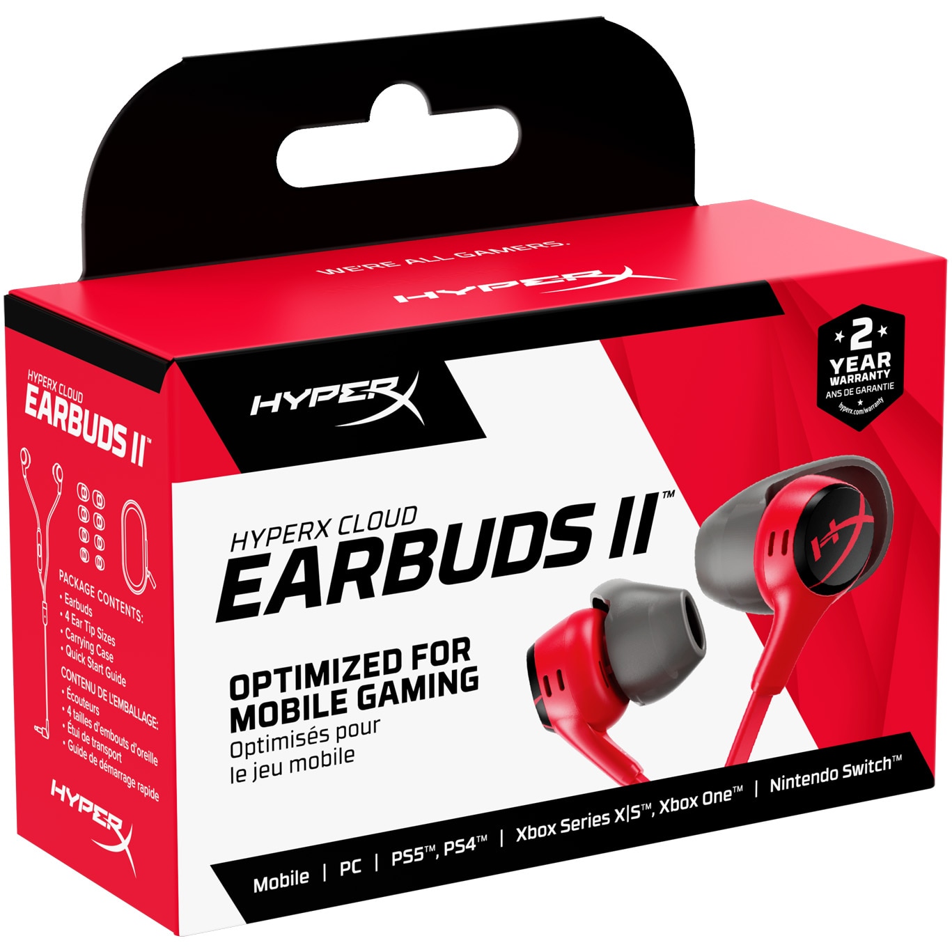 Casti gaming HyperX Cloud Earbuds II, jack 3,5mm la 90 de grade ...
