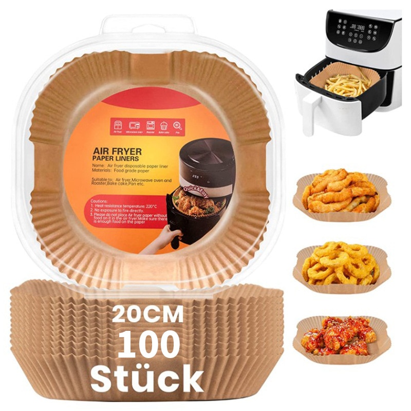 Hartie de copt pentru Air Fryer, 20cm×20cm×4.5cm, 100 Bucati - eMAG.ro