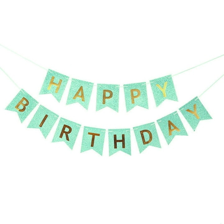 Banner stegulete Happy Birthday aniversare verde 175 cm - eMAG.ro