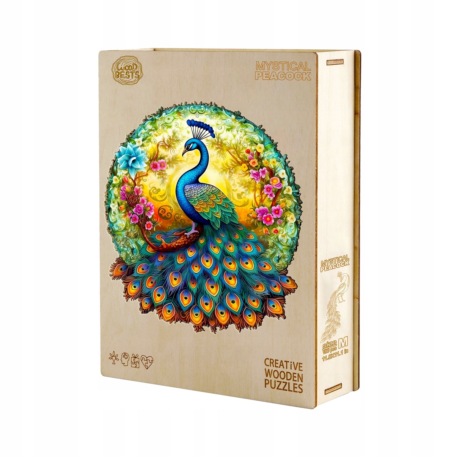 Puzzle din lemn, paun colorat, pentru copii si adulti, 290 piese ...