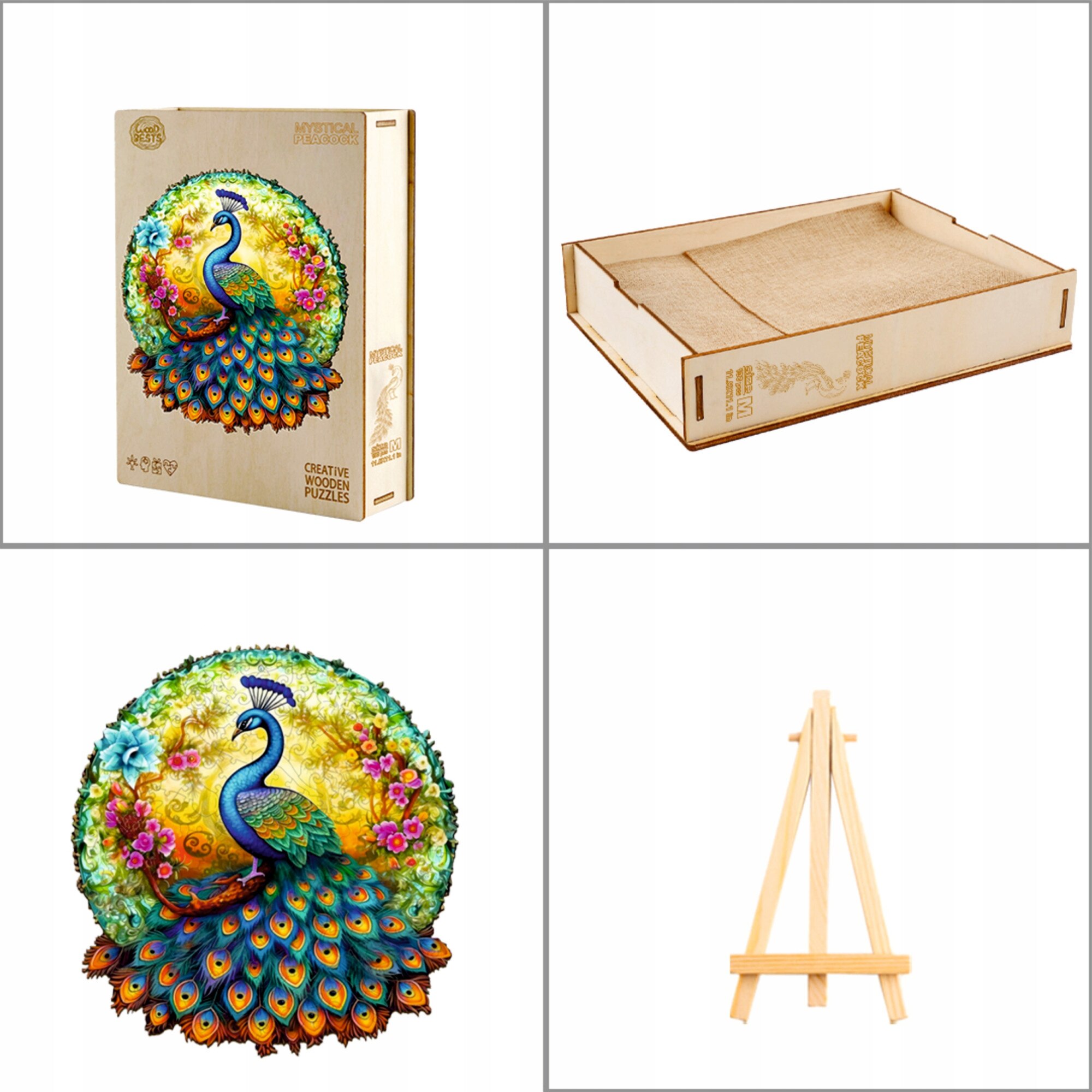 Puzzle din lemn, paun colorat, pentru copii si adulti, 290 piese ...