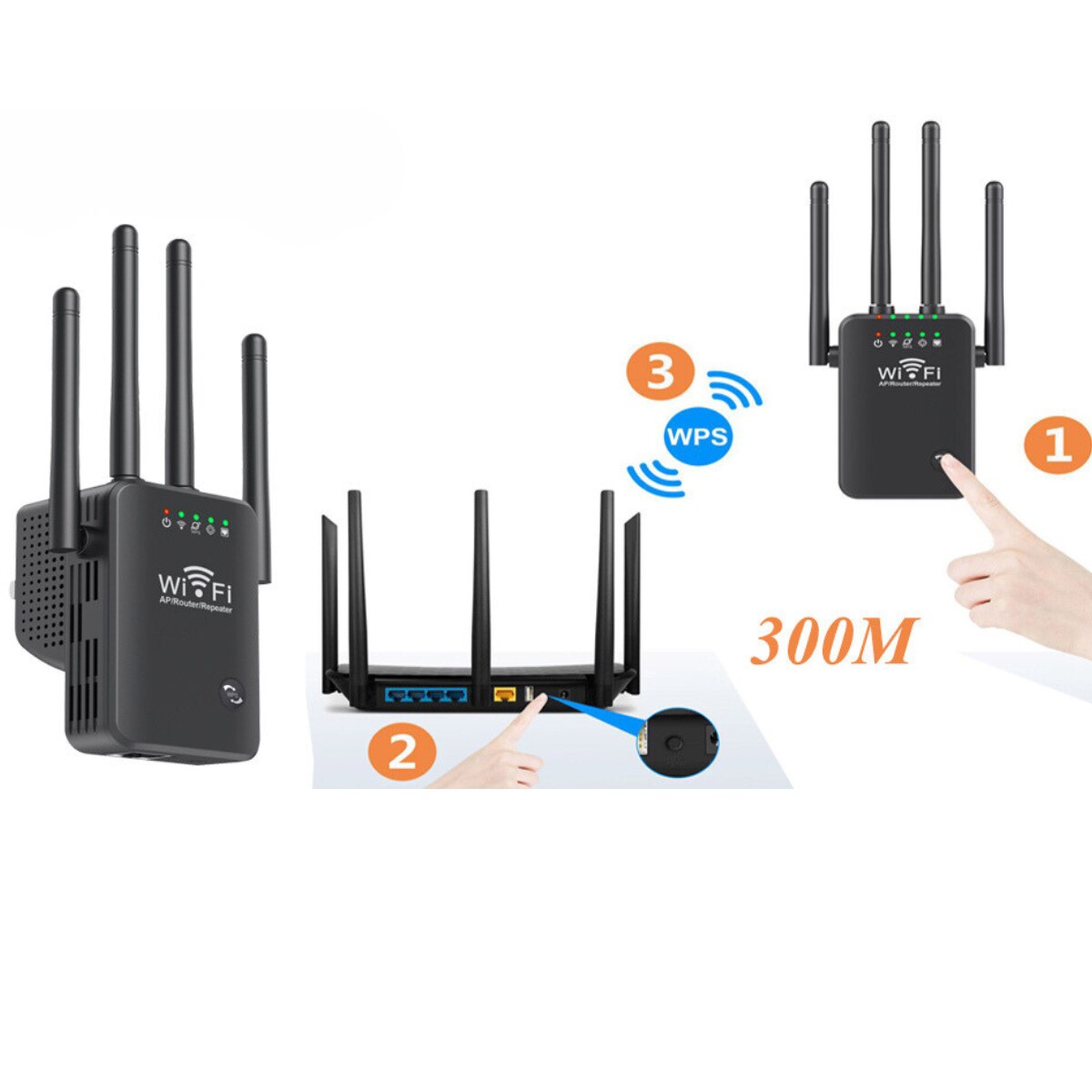 Amplificator de Semnal Wireless cu 4 Antene, Range Extender WiFi 2.4 ...