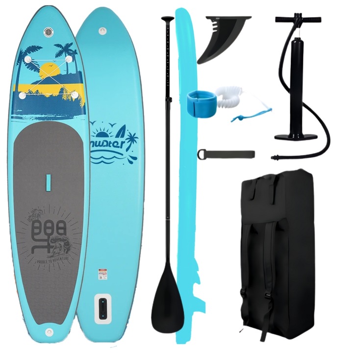 Set placa gonflabila Stand Up Paddle Funwater® cu vasle, 335*84*15cm ...