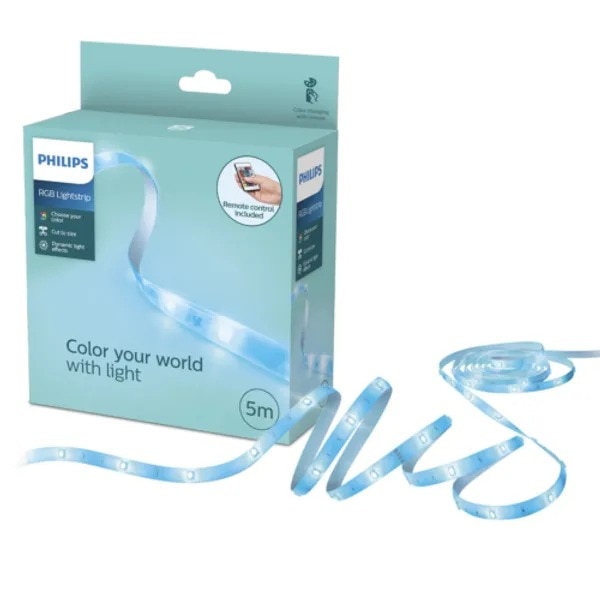 Banda LED RGB Philips, cu telecomanda, 10W, 250 lm, 5m - eMAG.ro