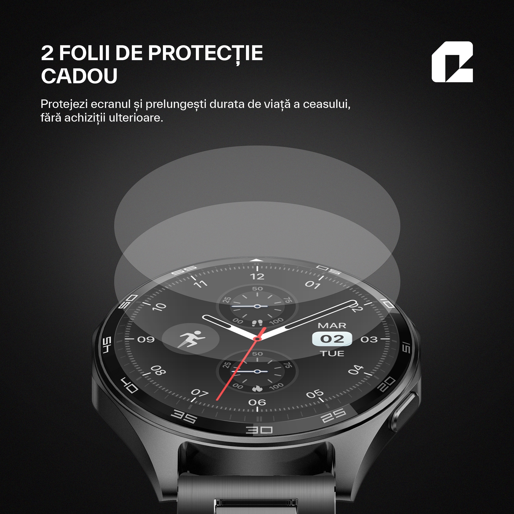 Ceas smartwatch barbati, Qualtec by Koppel®, ecran AMOLED 1.43 ...