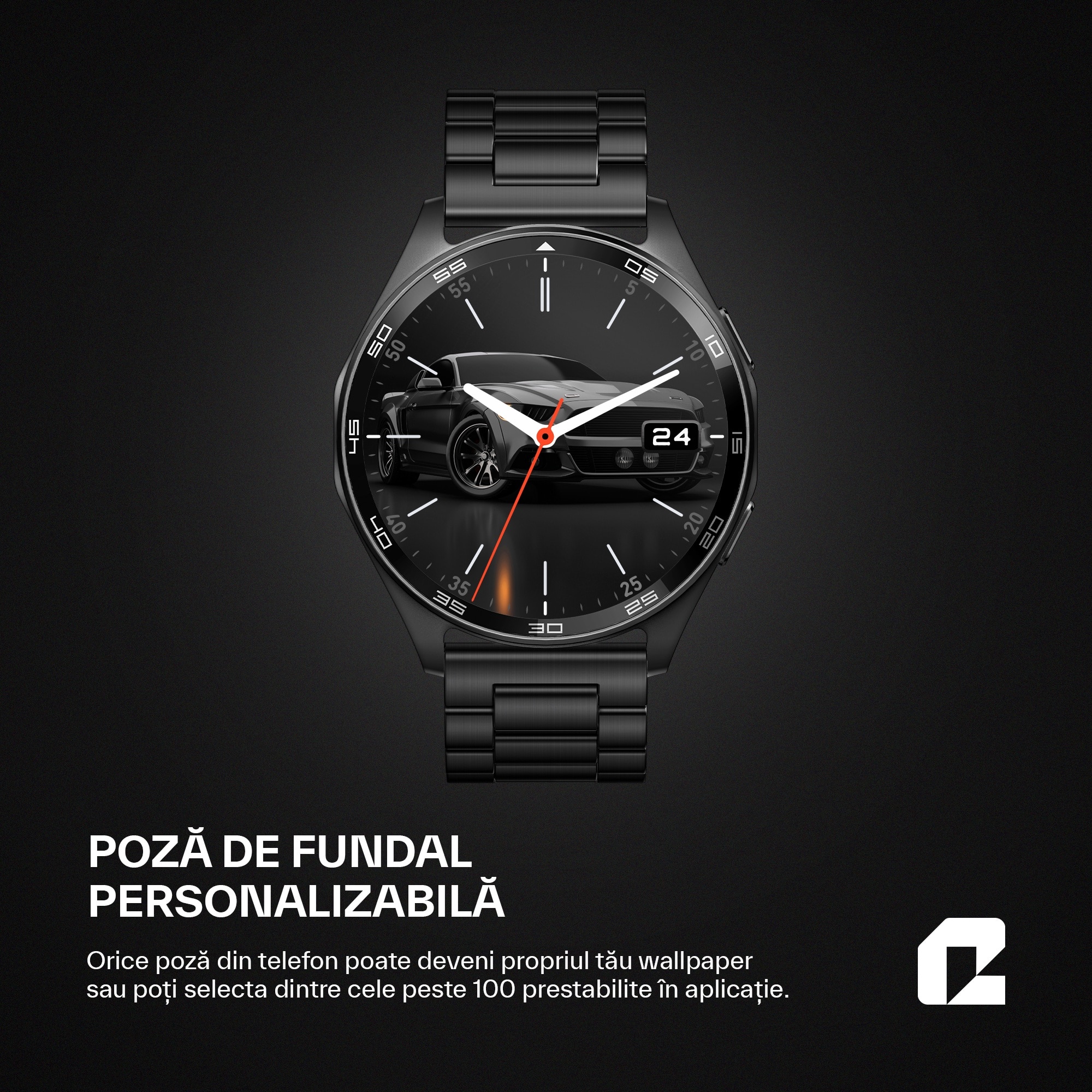 Ceas smartwatch barbati, Qualtec by Koppel®, ecran AMOLED 1.43 ...