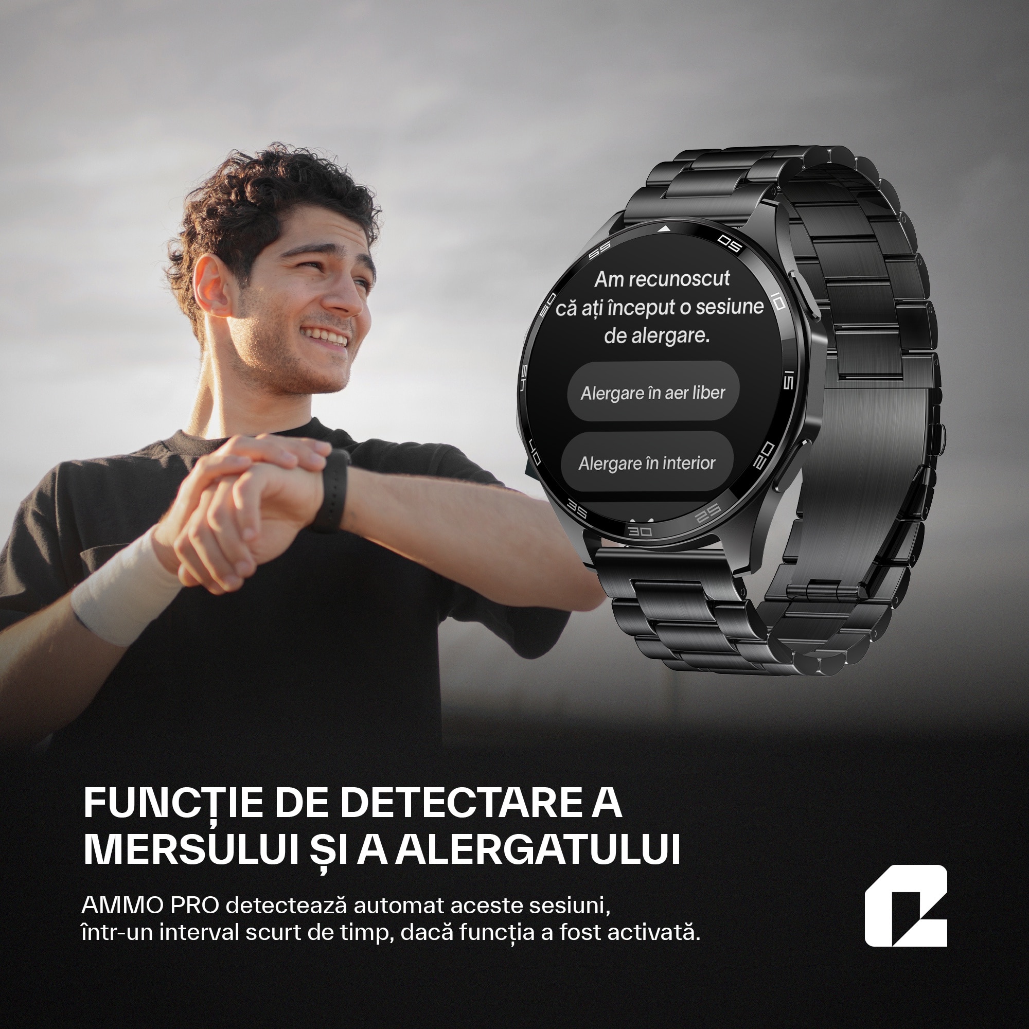 Ceas smartwatch barbati, Qualtec by Koppel®, ecran AMOLED 1.43 ...