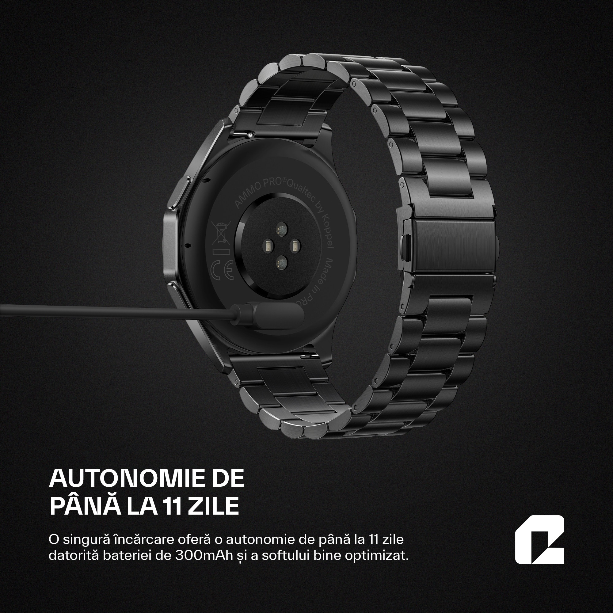 Ceas smartwatch barbati, Qualtec by Koppel®, ecran AMOLED 1.43 ...