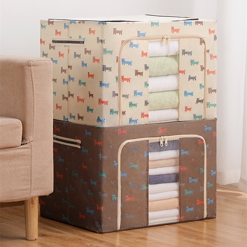Cutie de Depozitare Pliabila, cu Fermoar, 100 L, Textil, 60x42x40 cm, O ...