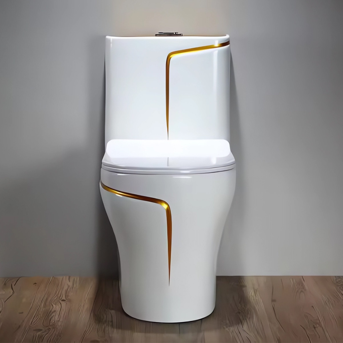 Vas WC Lazio, 69x39 cm, rezervor inclus, Alb Gold Line, montaj podea ...