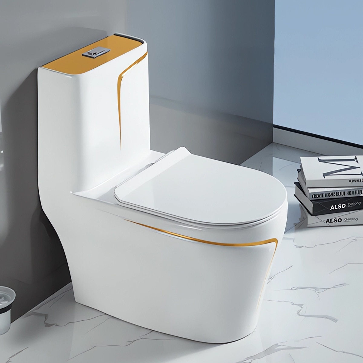 Vas WC Lazio, 69x39 cm, rezervor inclus, Alb Gold Line, montaj podea ...