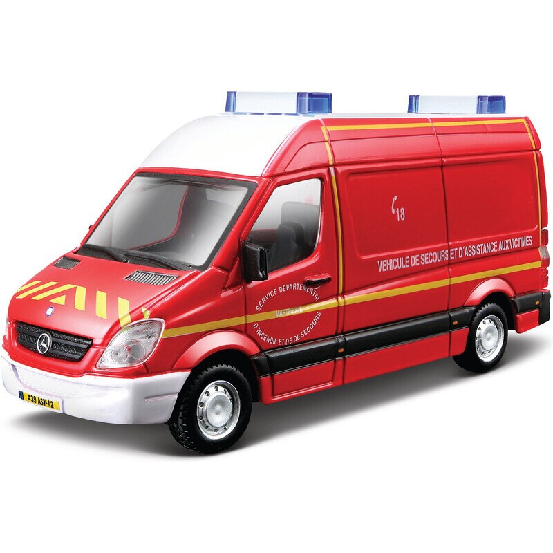 Mercedes Sprinter rosu/alb Emergency - 1/50 Bburago - eMAG.ro