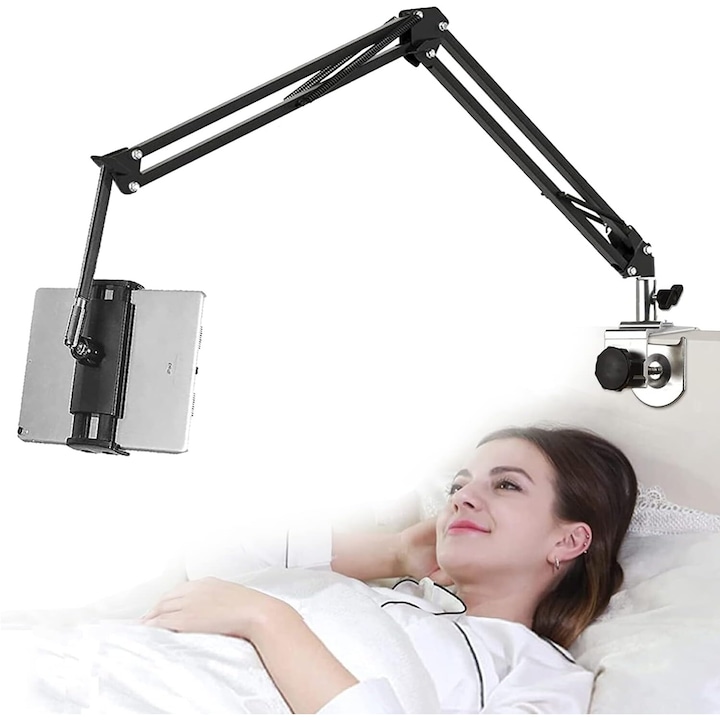 Suport tableta ajustabil, universal, pentru pat, 4.5-12.9 inch, metal ...