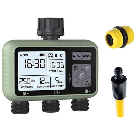 Programator pentru irigare/udare, 3 zone, IPX4, conector alama, gazon ...