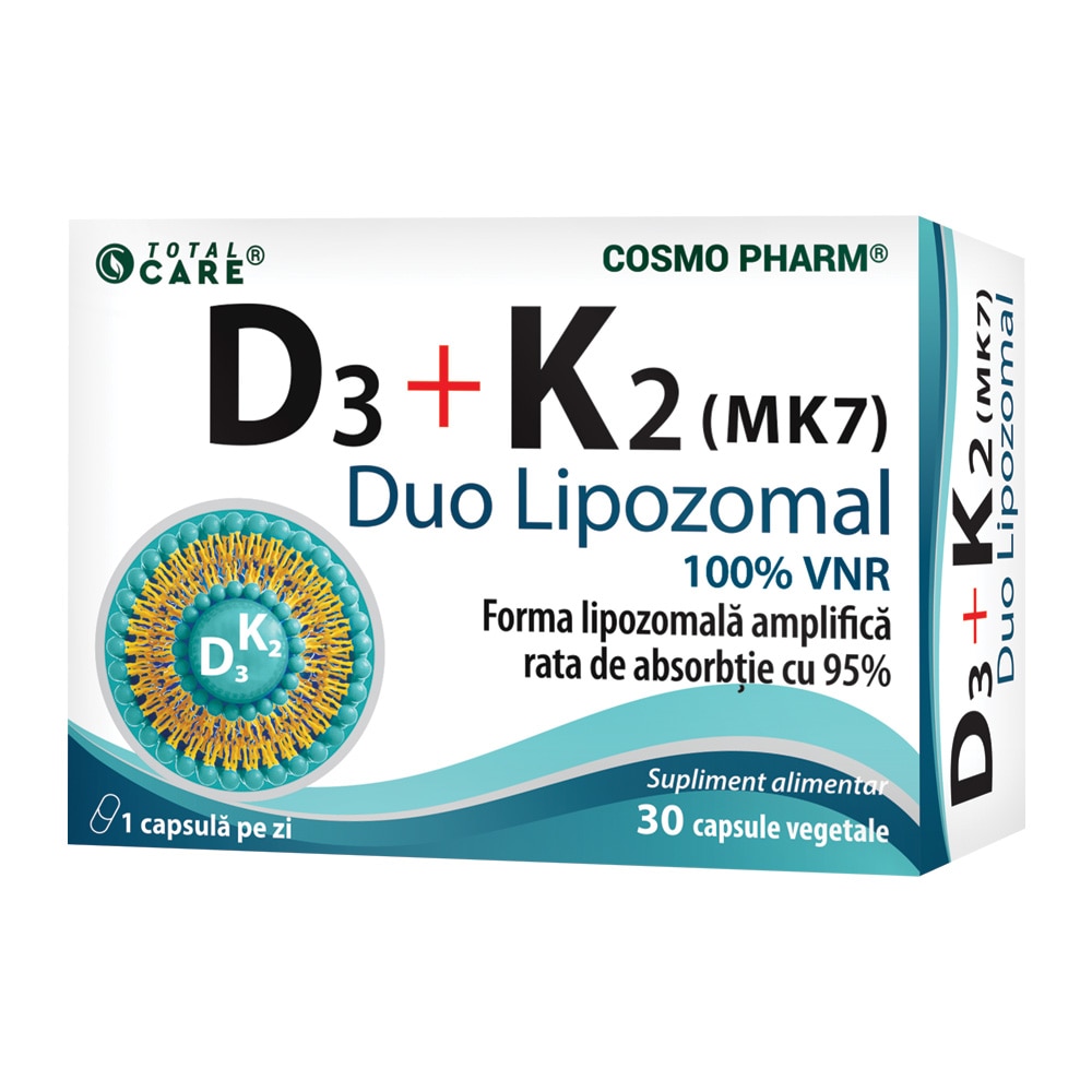 Vitamina D3 + K2 MK-7 Duo Lipozomal, Cosmo Pharm, 30 capsule - eMAG.ro