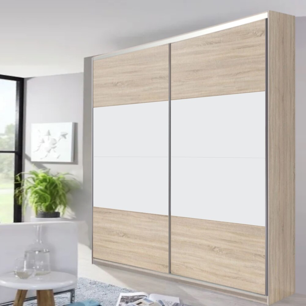 Dressing cu usi glisante 4f, Stejar Sonoma / Alb, H 240 x L 160 x A 60 ...