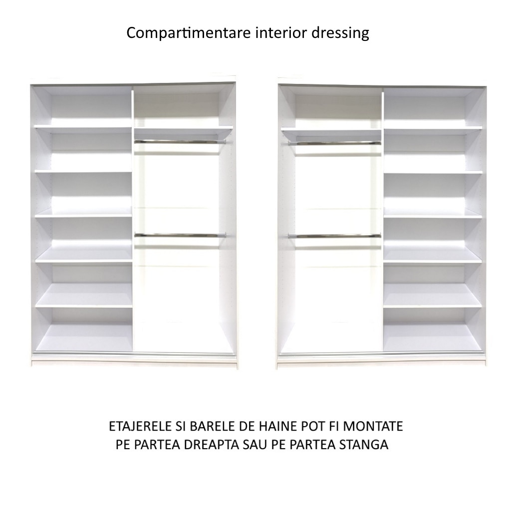Dressing cu usi glisante 4f, Stejar Sonoma / Alb, H 240 x L 160 x A 60 ...