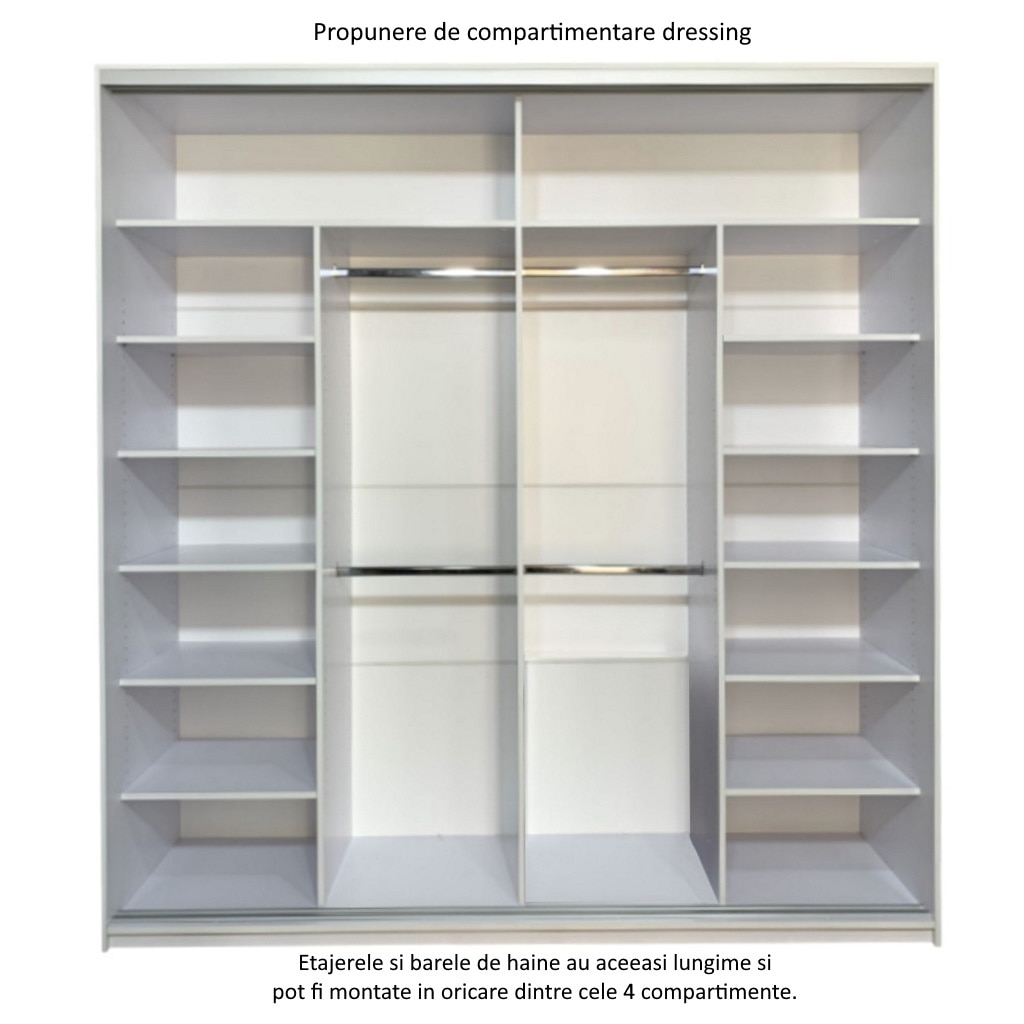 Dressing cu usi glisante Stejar Sonoma H 240 x L 240 x A 60 cm PAL 18 ...