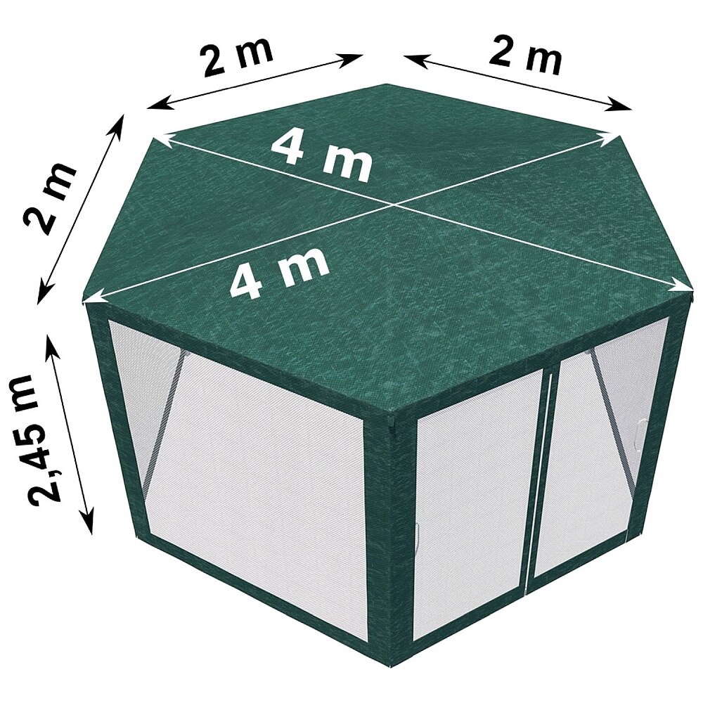 Cort Pavilion Hexagonal cu Diametru 4m si 6 Pereti Laterali tip Plasa ...
