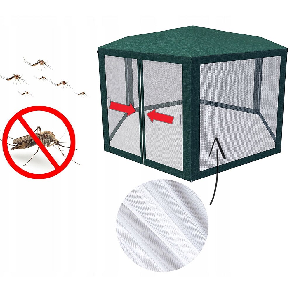 Cort Pavilion Hexagonal cu Diametru 4m si 6 Pereti Laterali tip Plasa ...