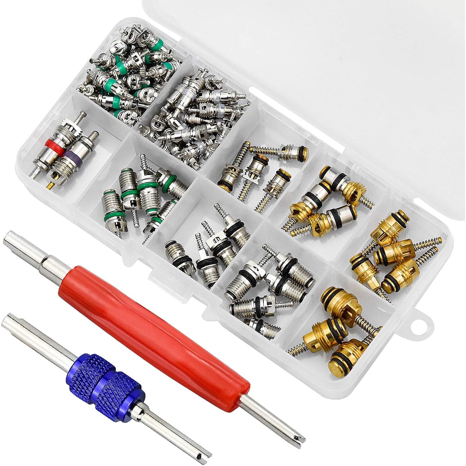 Set 102 piese valve de aer conditionat, accesorii auto, freon R134a ...