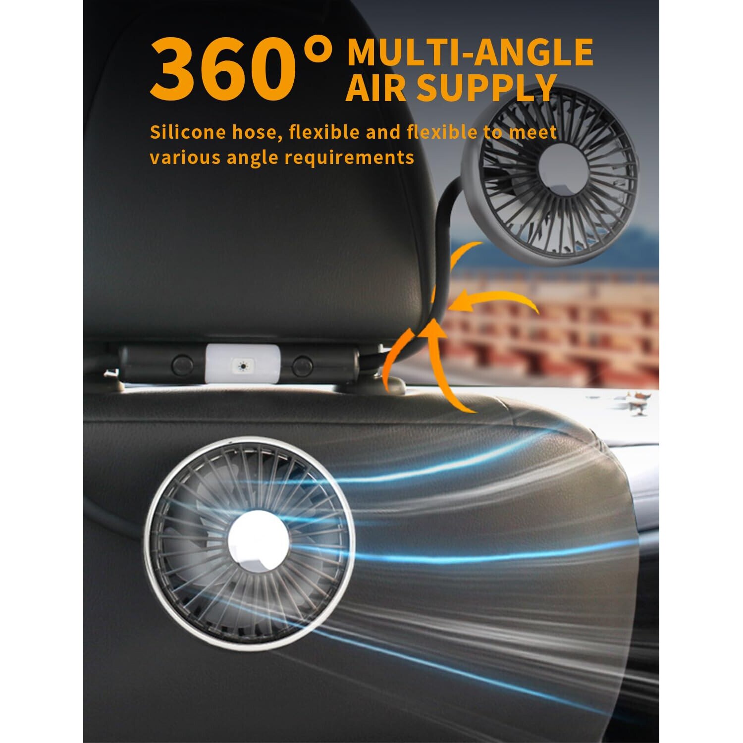 Ventilator auto cu furtun flexibil Echo, iluminare LED, 3 viteze, negru ...
