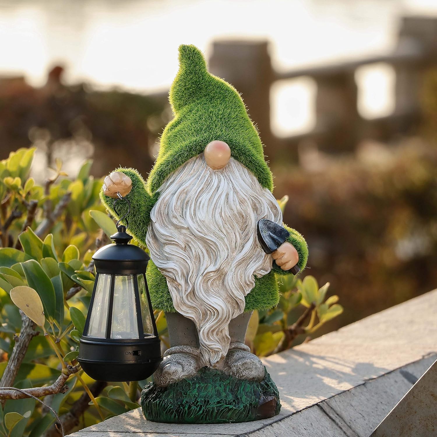 Statuie de gradina cu lampa solara, Cozevdnt, Rasina, Model Pitic, 23 x ...