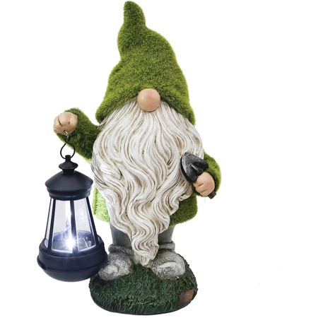Statuie de gradina cu lampa solara, Cozevdnt, Rasina, Model Pitic, 23 x ...