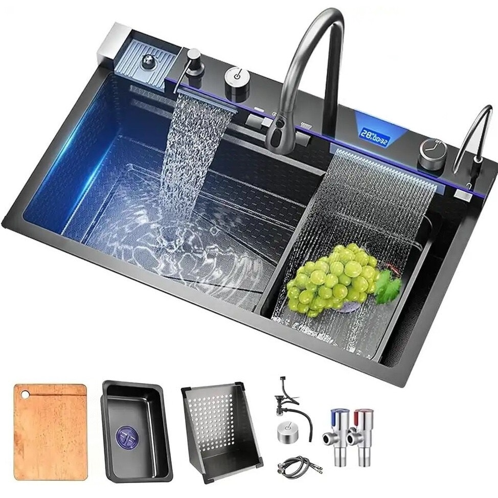 Chiuveta Multifunctionala Premium, din Otel Inoxidabil cu 2 cascade ...