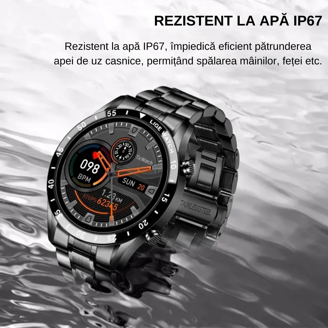 Ceas Smartwatch, barbati, LIGE by LUDORA®, 1 "28", HD Full Touch ...