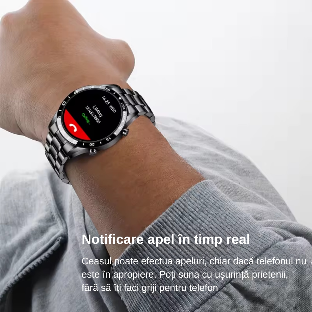 Ceas Smartwatch, barbati, LIGE by LUDORA®, 1 "28", HD Full Touch ...
