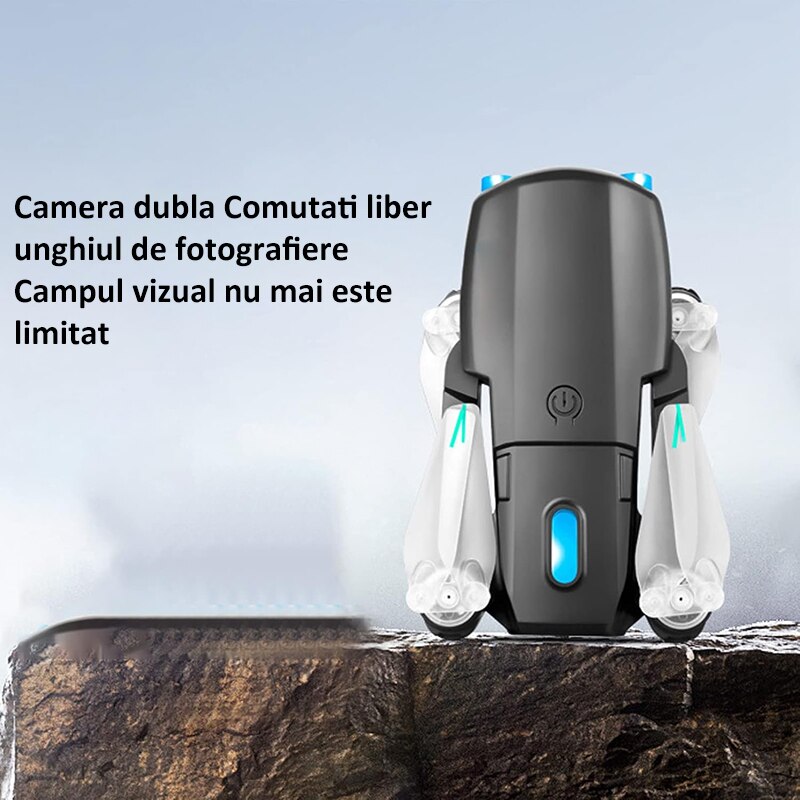 Mini Drona Pliabila, cu 2 Camere Video, 1080P 4K HD ESL, Lumini RGB Led ...