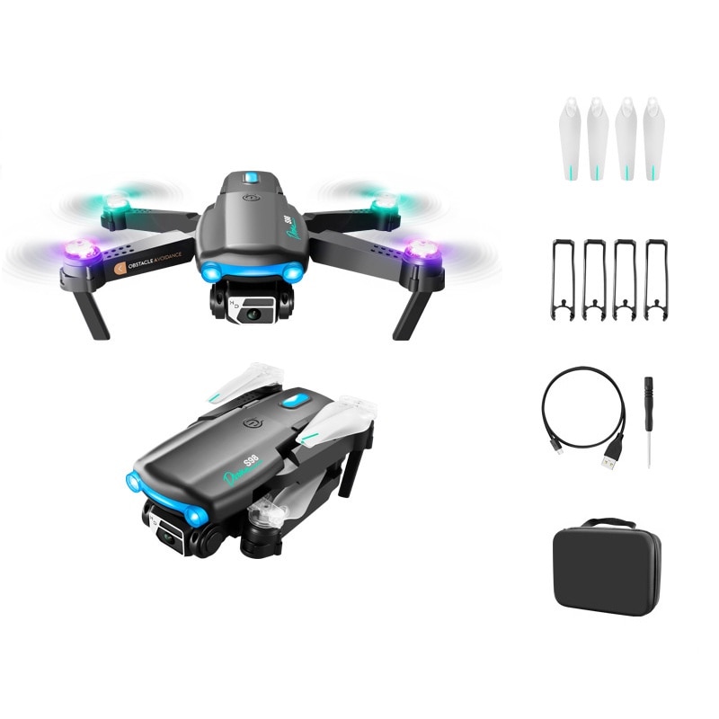 Mini Drona Pliabila, cu 2 Camere Video, 1080P 4K HD ESL, Lumini RGB Led ...