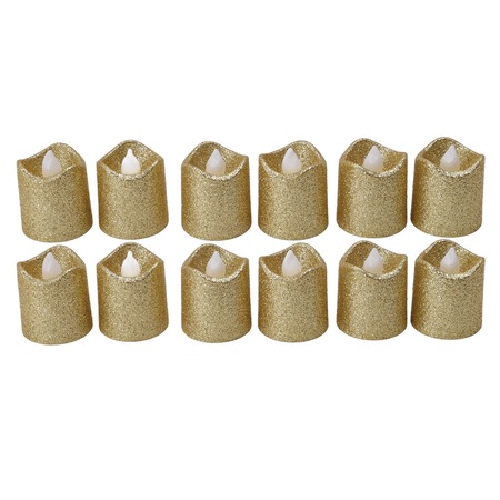 Set 12 lumanari LED fara flacara, aurii - eMAG.ro