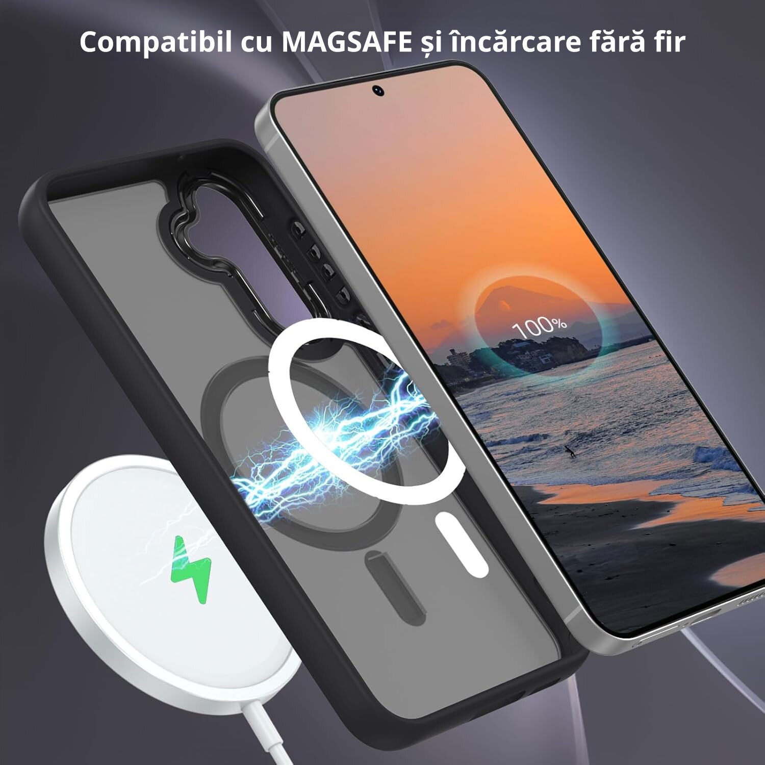 Husa telefon compatibila, transparenta mata, protectie cu silicon ...
