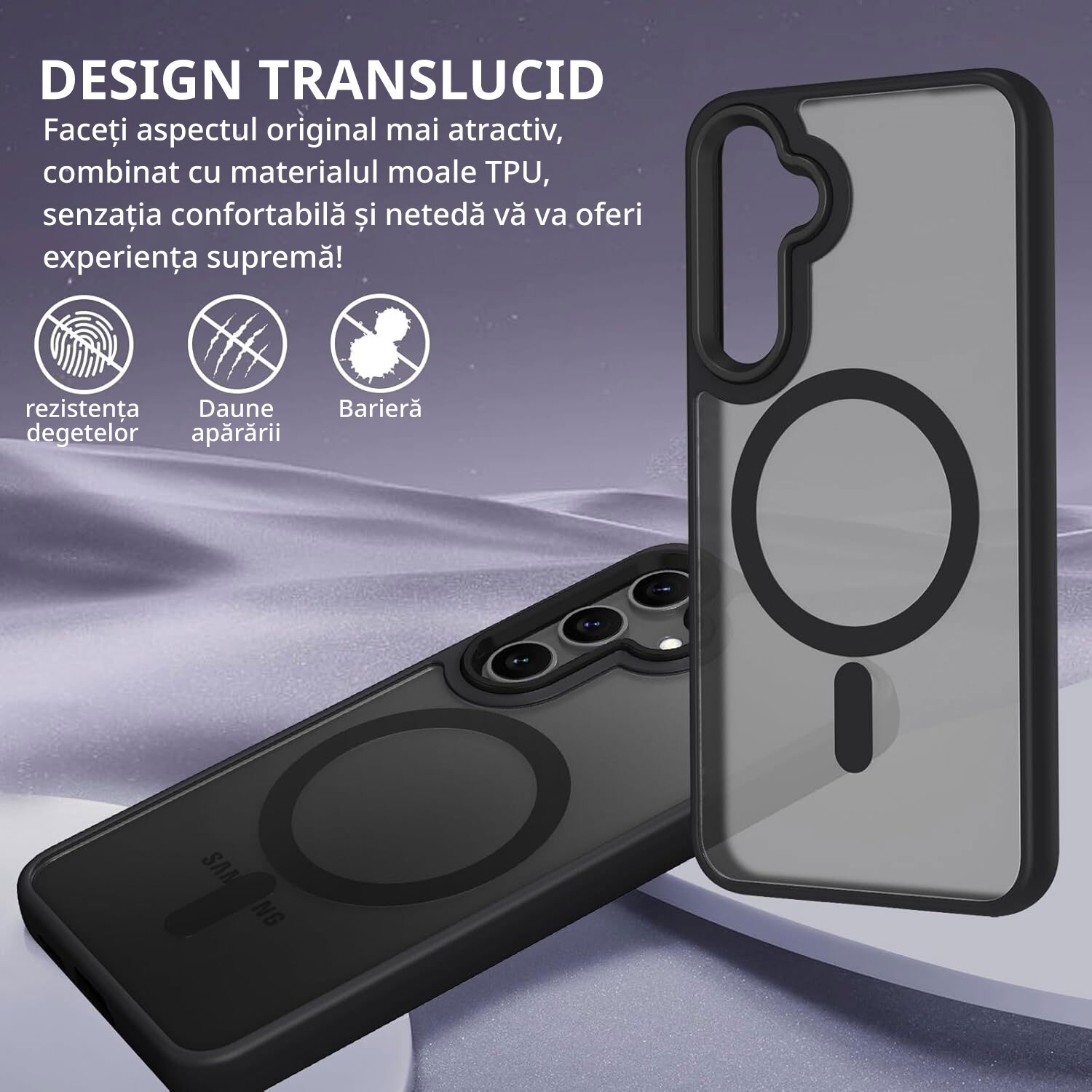 Husa telefon compatibila, transparenta mata, protectie cu silicon ...