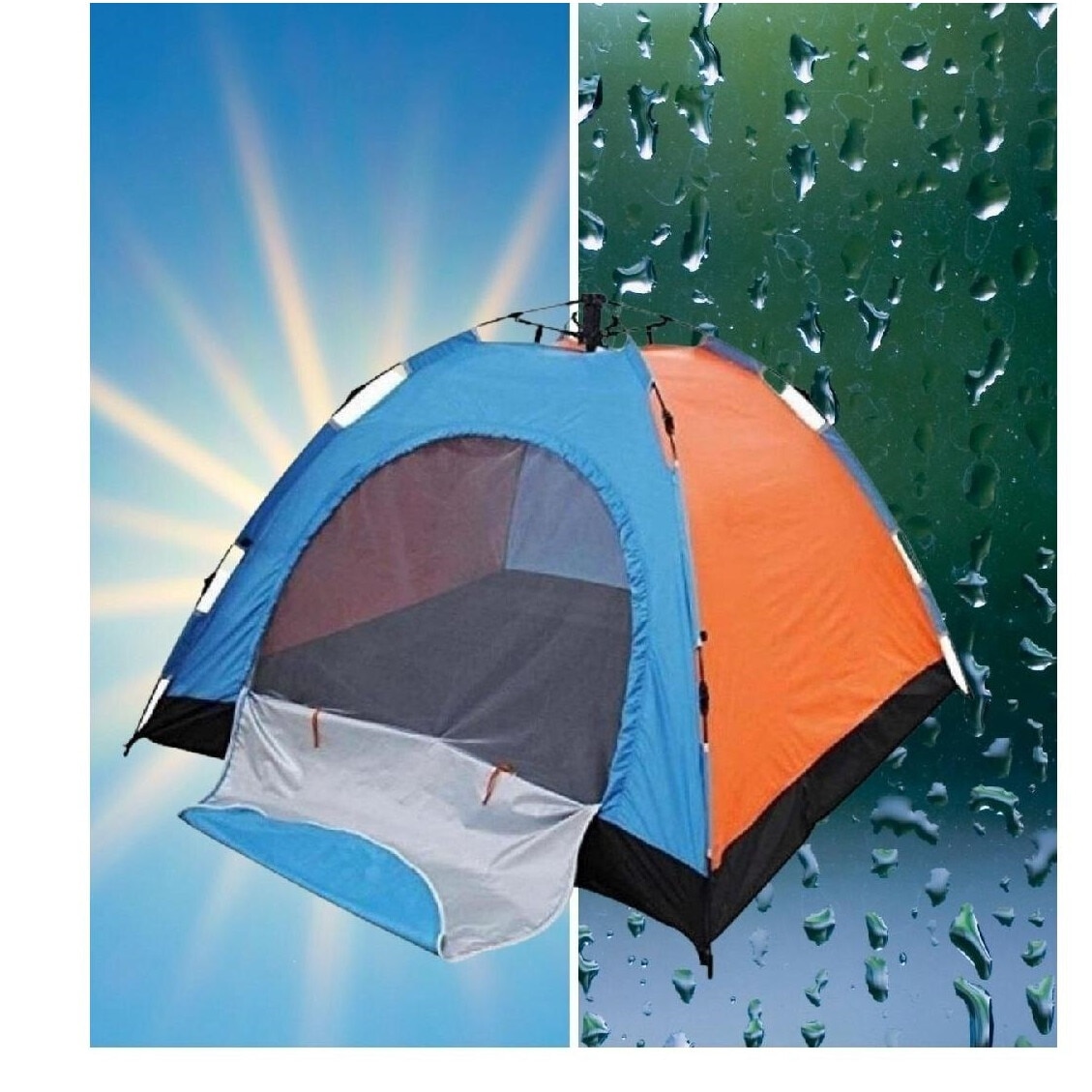 Cort camping automat, 200 x 200 x 145 cm, 4 persoane, cu plasa de ...