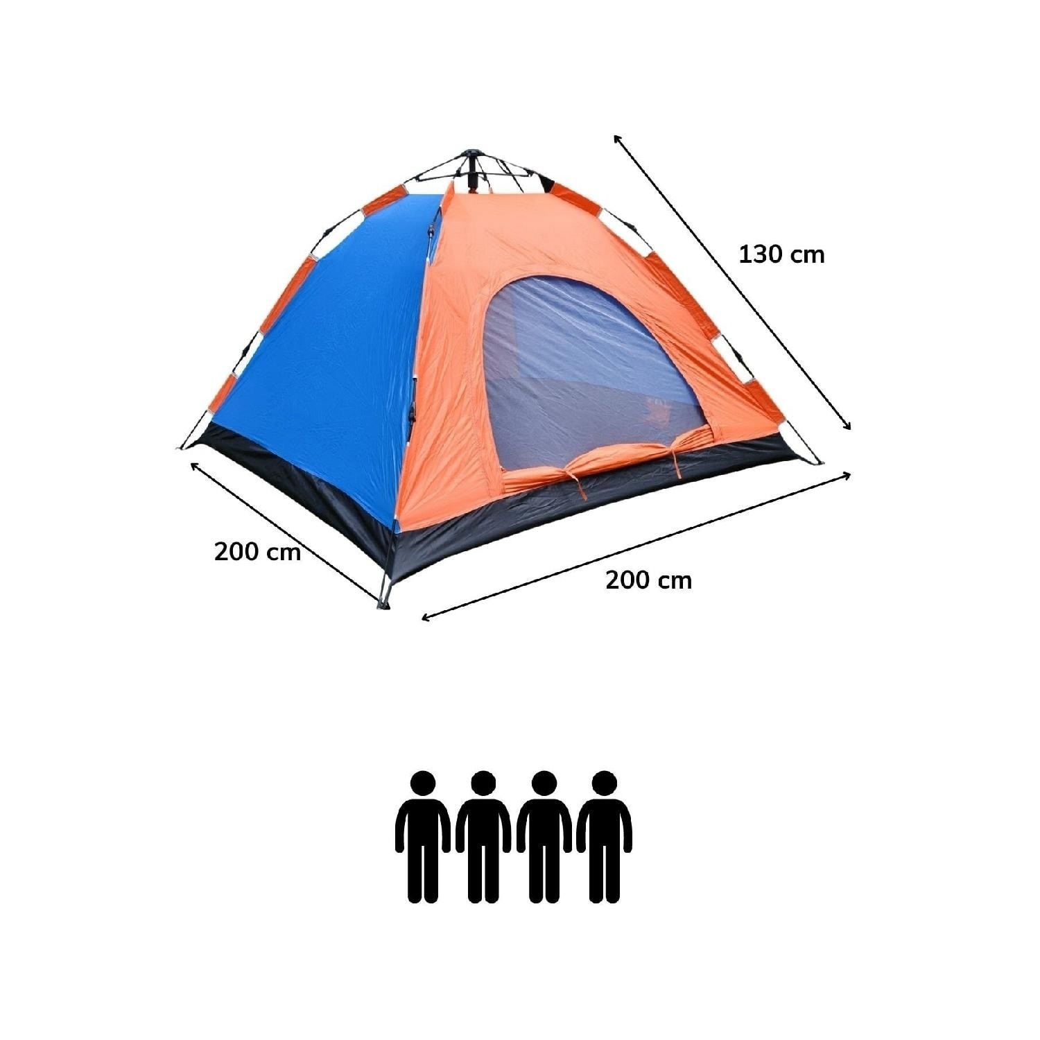 Cort camping automat, 200 x 200 x 145 cm, 4 persoane, cu plasa de ...