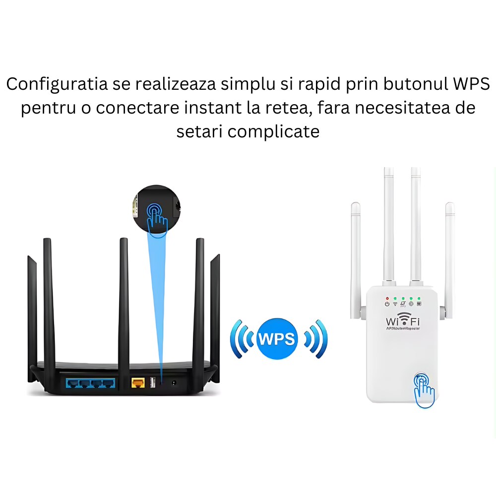 Amplificator semnal wireless JOZY®, 4 antene cu tehnologie MIMO, range ...