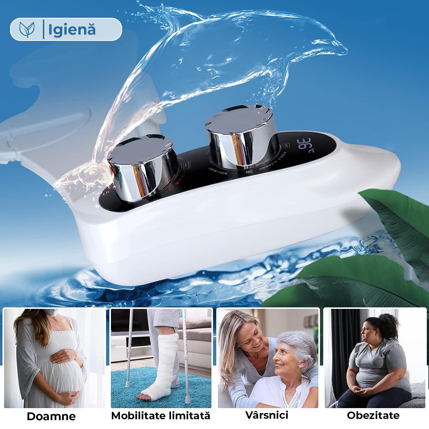 Bideu Pentru Toaleta cu Apa Calda, Afisaj de Temperatura, cu Auto ...