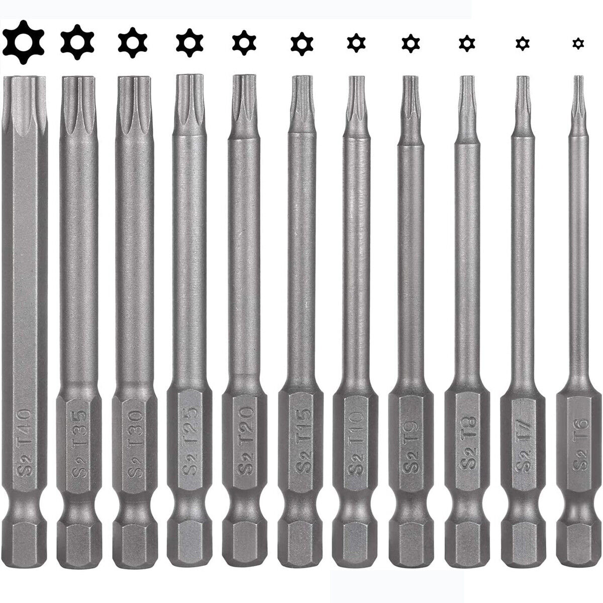 Set 12 biti pentru surubelnita Torx, Otel, T6 T7 T8 T9 T10 T15 T20 T25 T30 T35 T40 - eMAG.ro