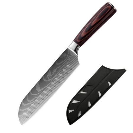 Cutit de bucatarie, multi-functional, 52-56 HRC, maner din lemn colorat ...