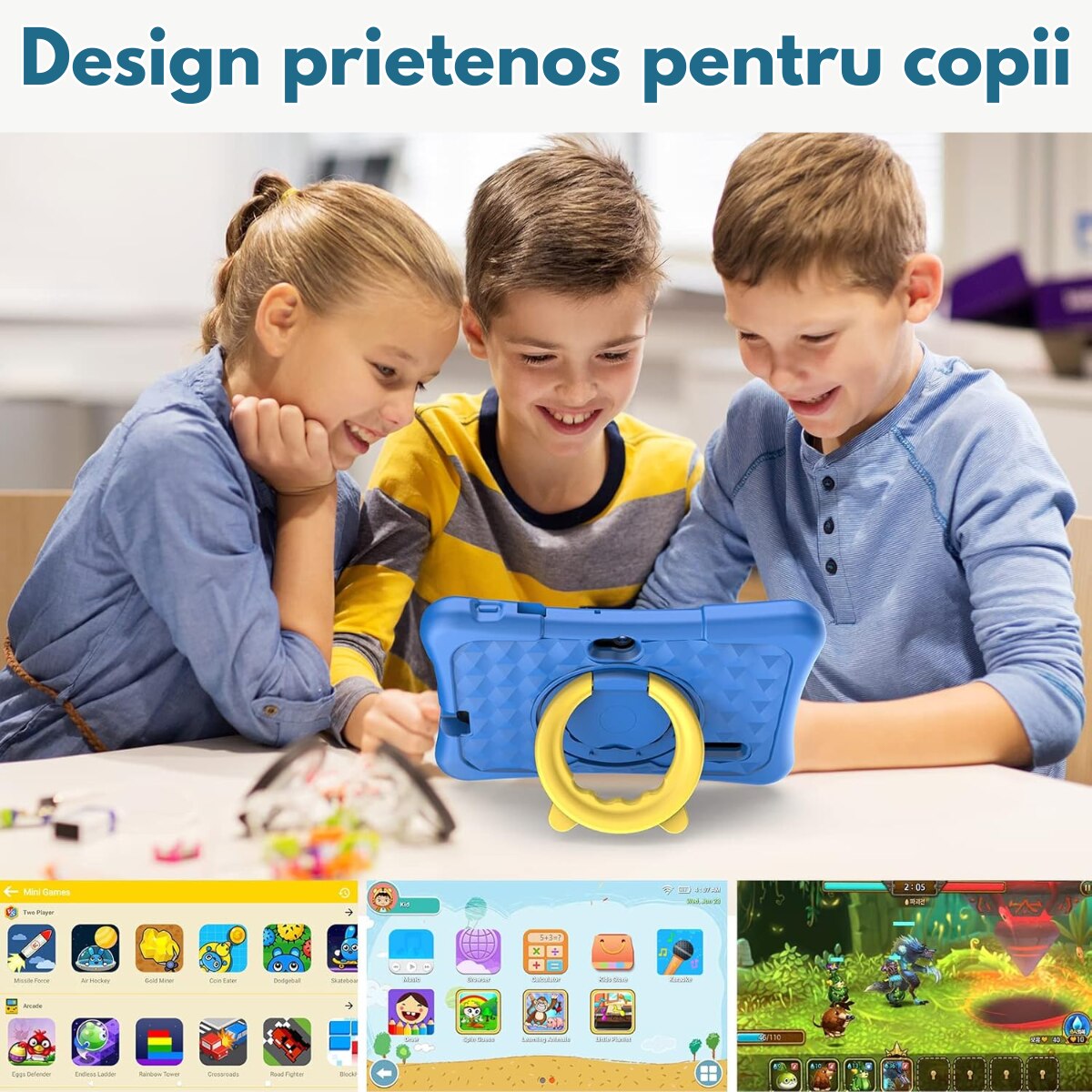 Tableta pentru copii de 7 inch Dasbo®, Android, 3GB RAM, 32GB ROM ...