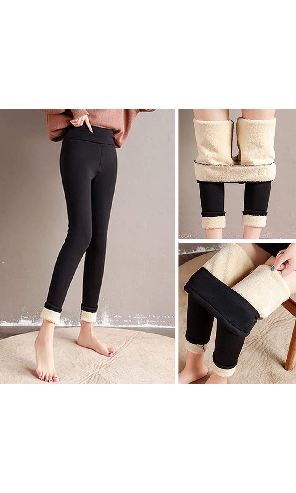 Pantaloni dama iarna Ronyes, captusiti, fleece, negru, XL - eMAG.ro