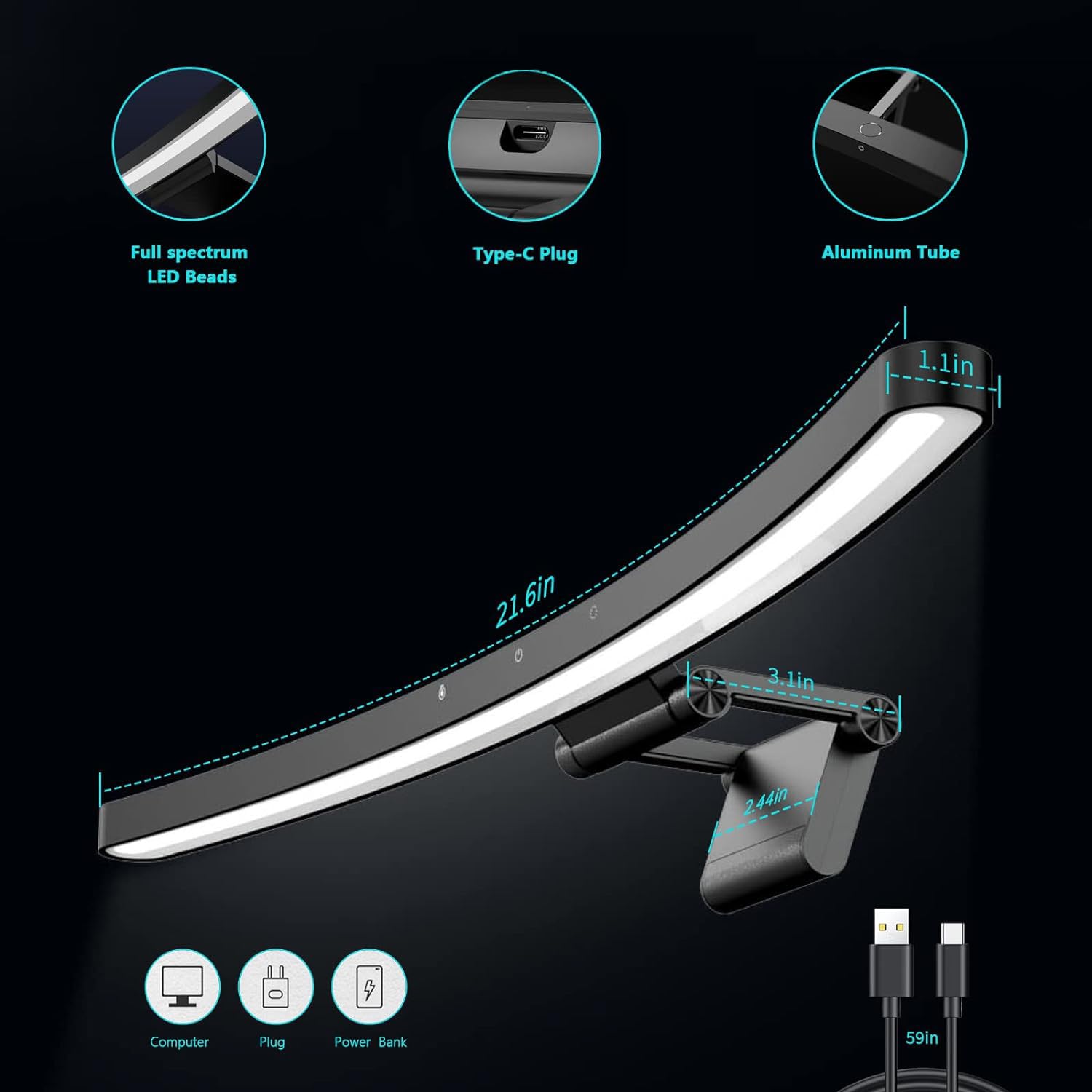 Lampa LED pentru monitor curbat, lumina RGB Gaming Backlight 3000k ...