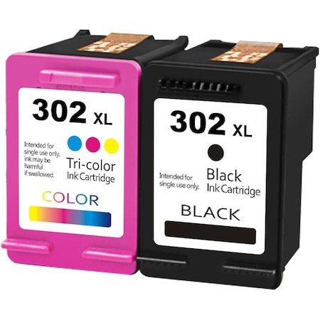 Set de 2 Cartuse inkjet 302 XL Negru si Color, 600 Pagini Multicolor ...